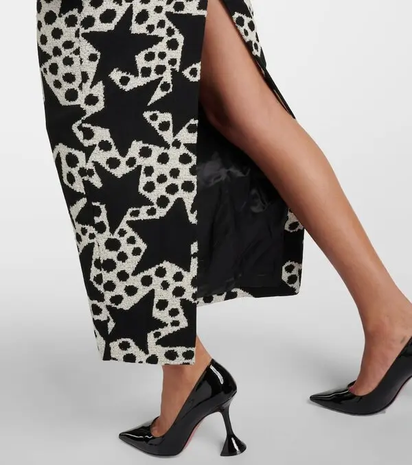 AREA Crystal-embellished Jacquard Maxi Dress