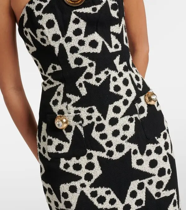 AREA Crystal-embellished Jacquard Maxi Dress