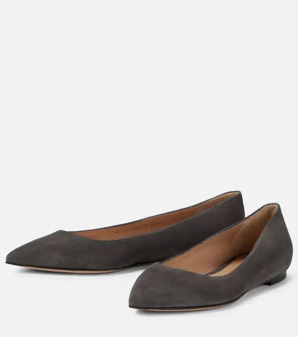 GIANVITO ROSSI Suede Ballet Flats - Grey