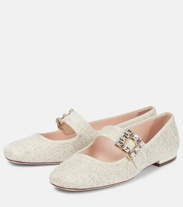 ROGER VIVIER Tres Vivier Embellished Ballet Flats