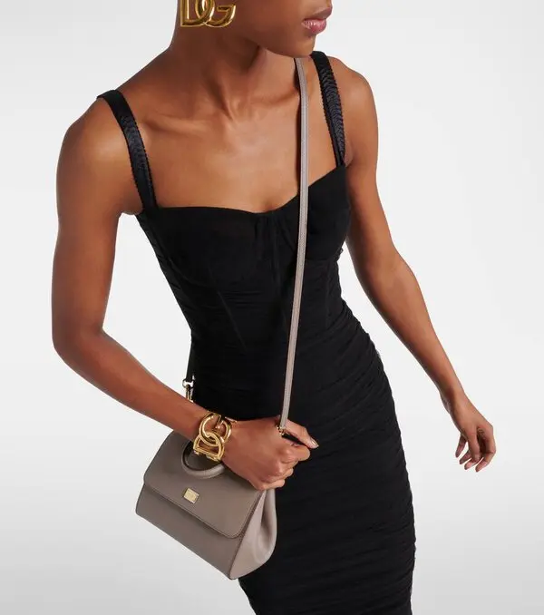 Dolce & Gabbana Sicily Small Leather Shoulder Bag - Brown