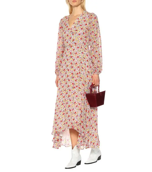 GANNI Floral Georgette Wrap Dress