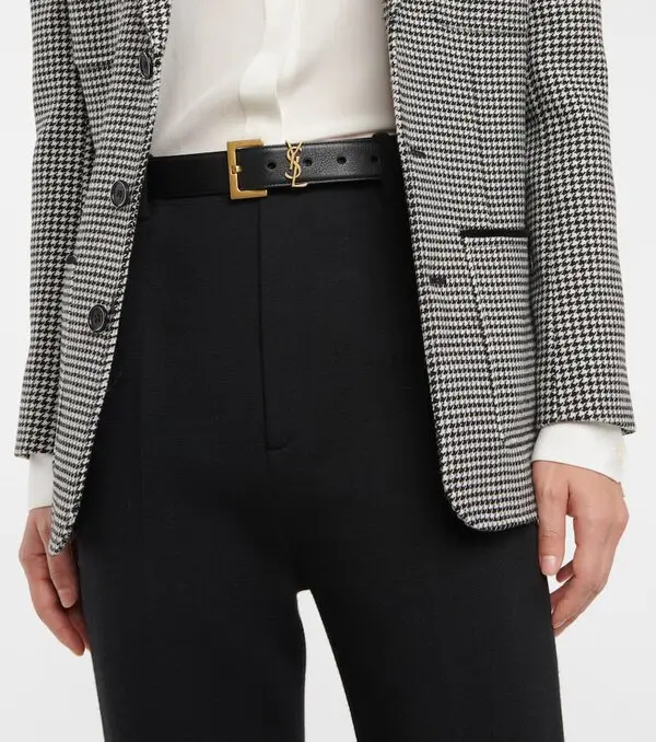 Saint Laurent Cassandre Leather Belt - Black