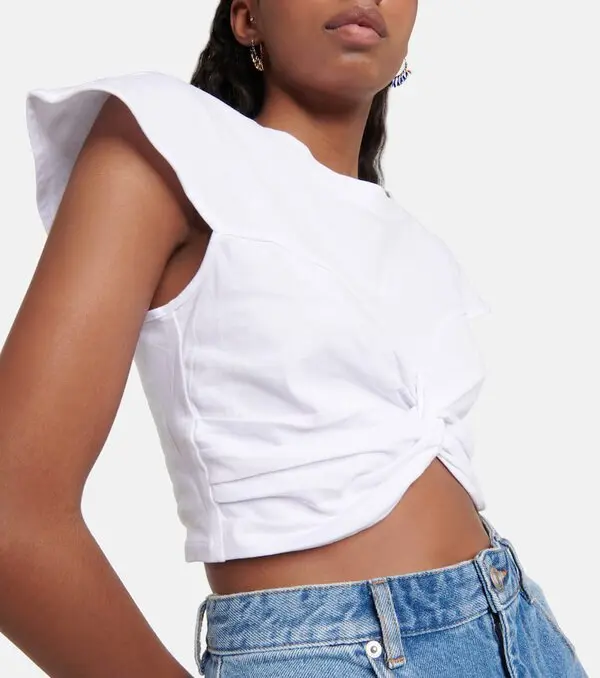 Isabel Marant Étoile Zineae Cotton Jersey Cropped Top - White