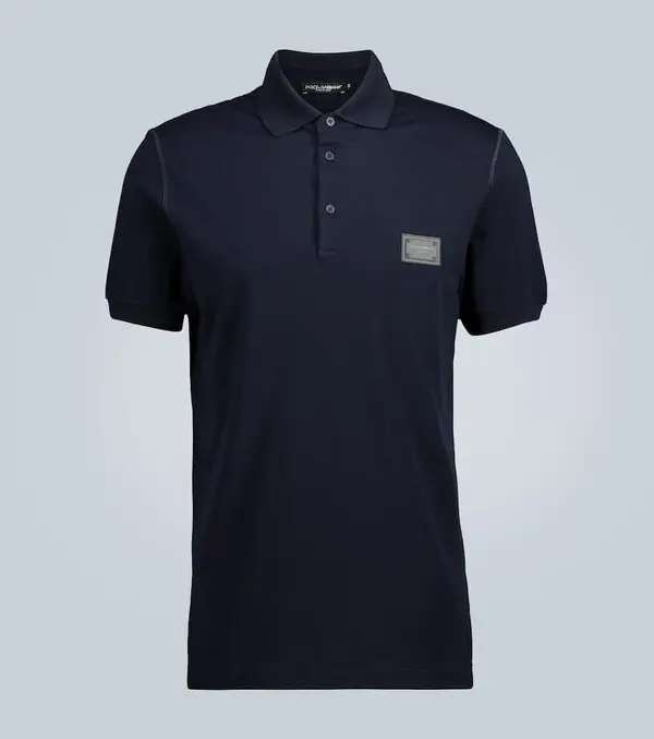 Dolce & Gabbana Plaque Polo Shirt - Black
