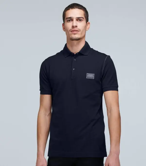 Dolce & Gabbana Plaque Polo Shirt - Black