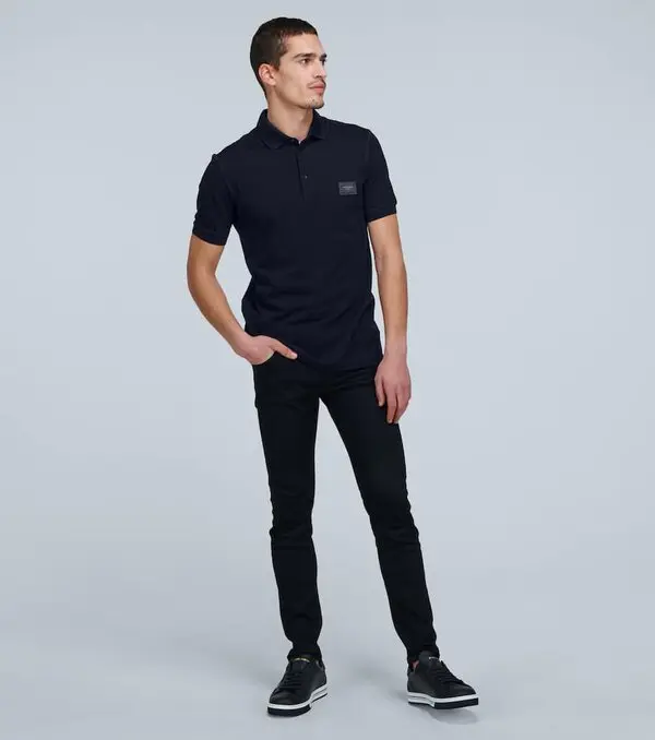 Dolce & Gabbana Plaque Polo Shirt - Black