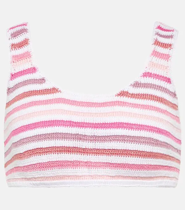 Anna Kosturova Striped Crochet Crop Top