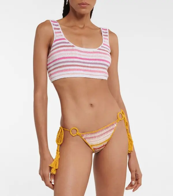 Anna Kosturova Striped Crochet Crop Top