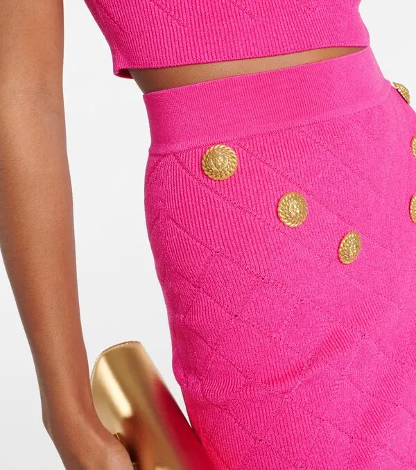 Balmain Embellished Knit Miniskirt - Pink