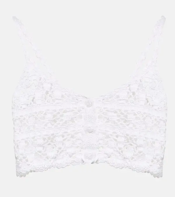 Anna Kosturova Bianca Crochet Crop Top - White