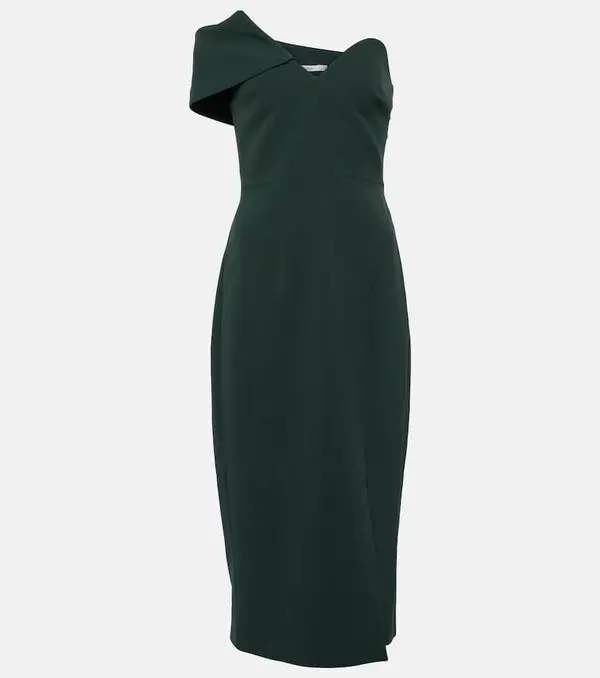 Safiyaa Asymmetric Crepe Midi Dress