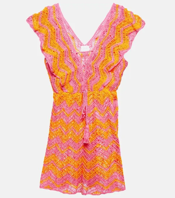 Anna Kosturova Melissa Crocheted Cotton Minidress - Multicoloured