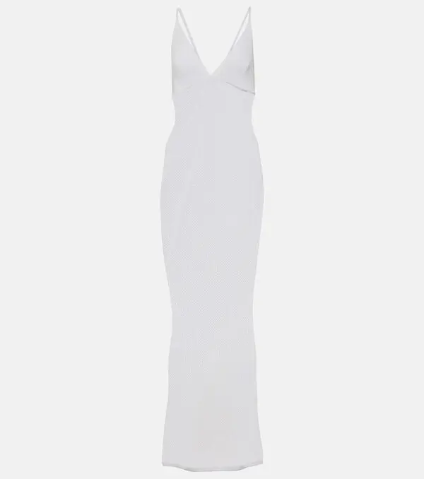 BANANHOT Isabel Sheer Knit Maxi Dress - White