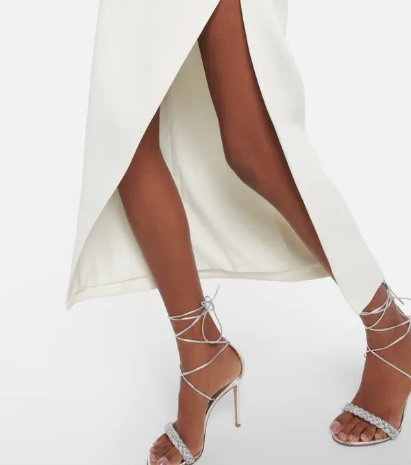 David Koma Feather-trimmed Midi Dress