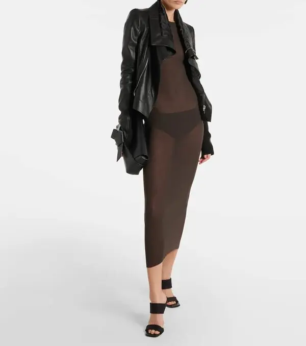 Rick Owens Jersey Midi Dress - Brown