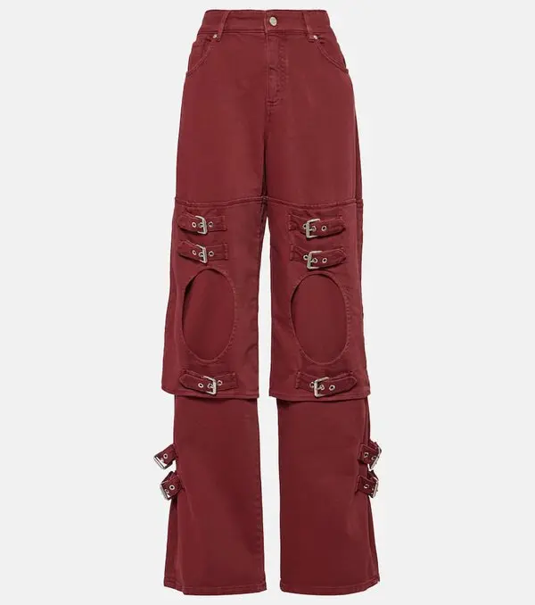 Blumarine Mid-rise Boyfriend Jeans With Buckles And Cut-outs - Red