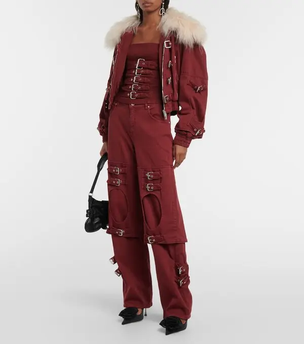Blumarine Mid-rise Boyfriend Jeans With Buckles And Cut-outs - Red