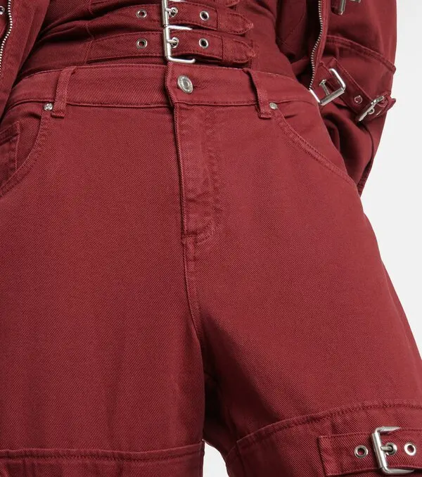 Blumarine Mid-rise Boyfriend Jeans With Buckles And Cut-outs - Red