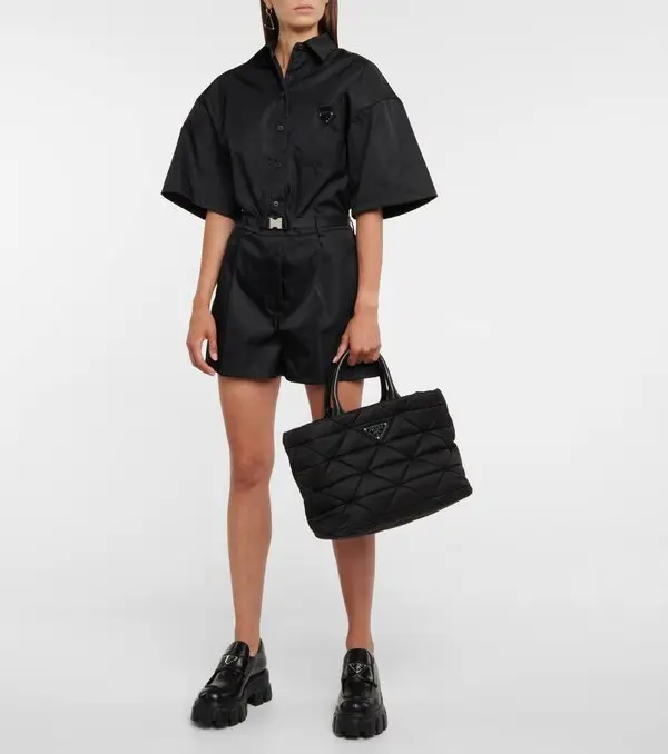 Prada Monolith Brushed Leather Loafers - Black