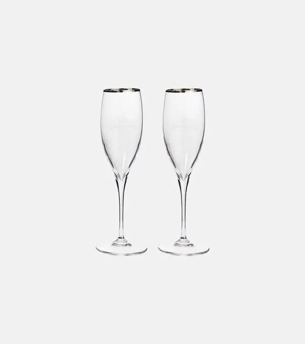 Balenciaga Set Of Two Champagne Flute Glasses - Silver
