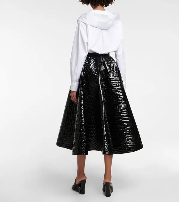 Alaïa Croc-effect Midi Skirt