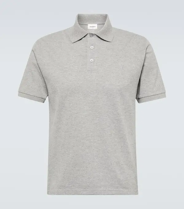 Saint Laurent Cassandre Cotton-blend Pique T-shirt - Grey