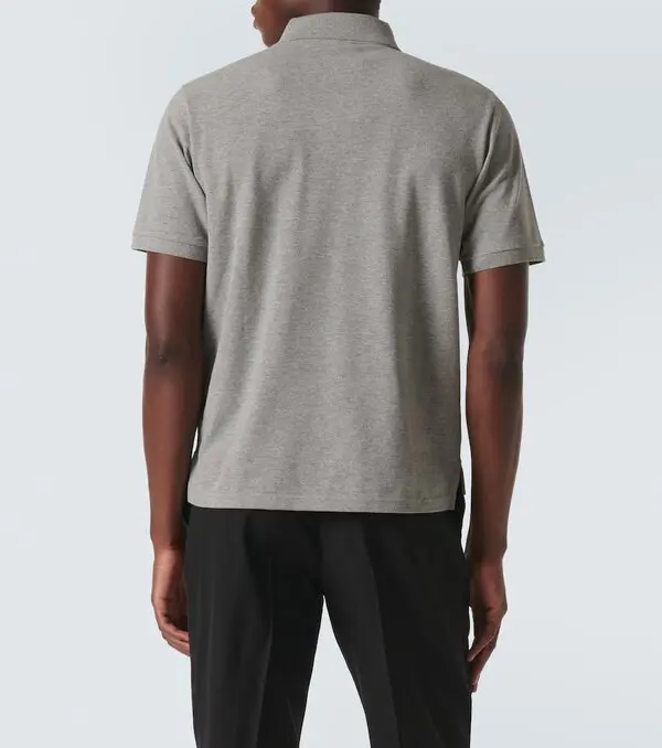 Saint Laurent Cassandre Cotton-blend Pique T-shirt - Grey
