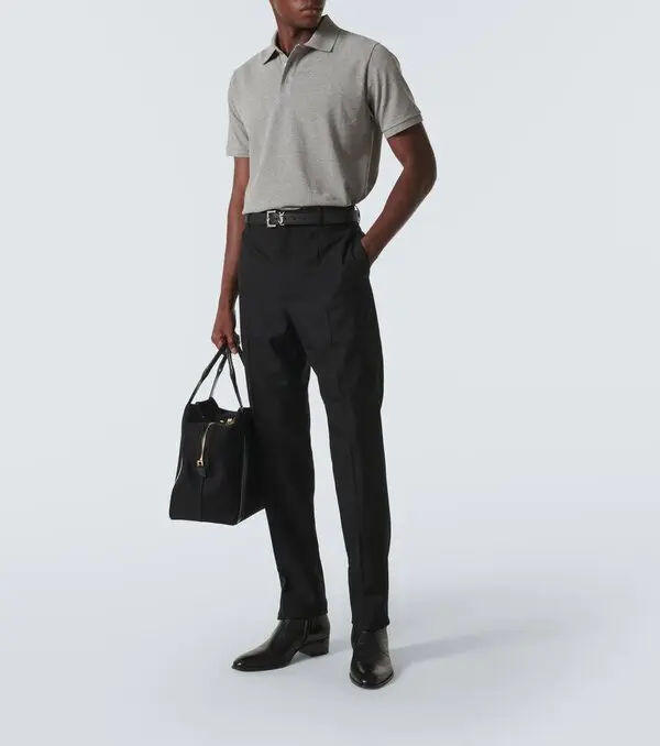 Saint Laurent Cassandre Cotton-blend Pique T-shirt - Grey