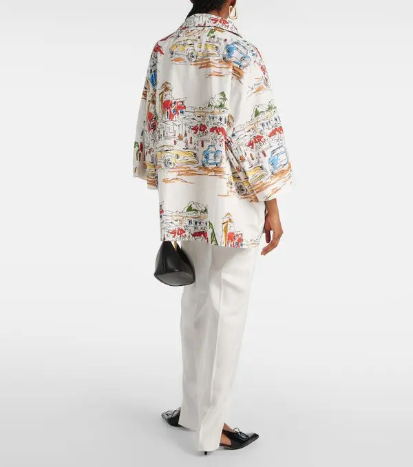 Jacquemus Casaco Printed Cotton Bowling Shirt - White