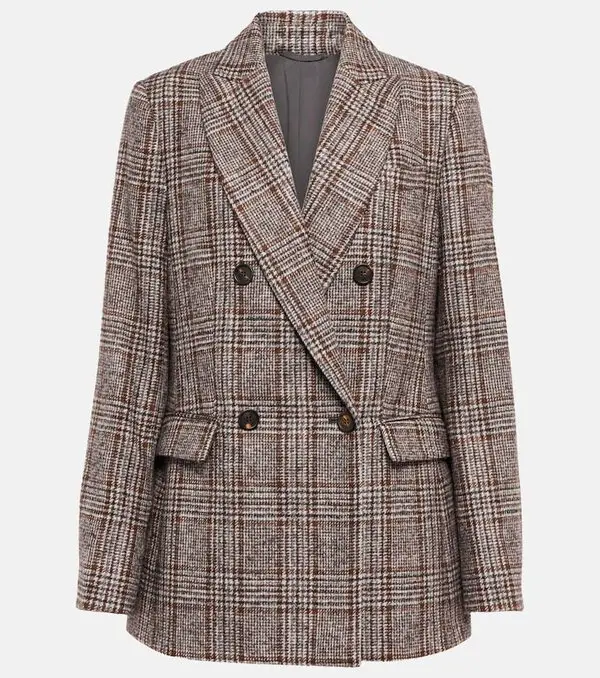 Brunello Cucinelli Double-breasted Wool-blend Blazer