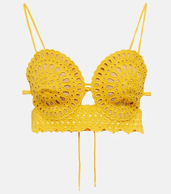 Stella McCartney Broderie Anglaise Crop Top - Yellow