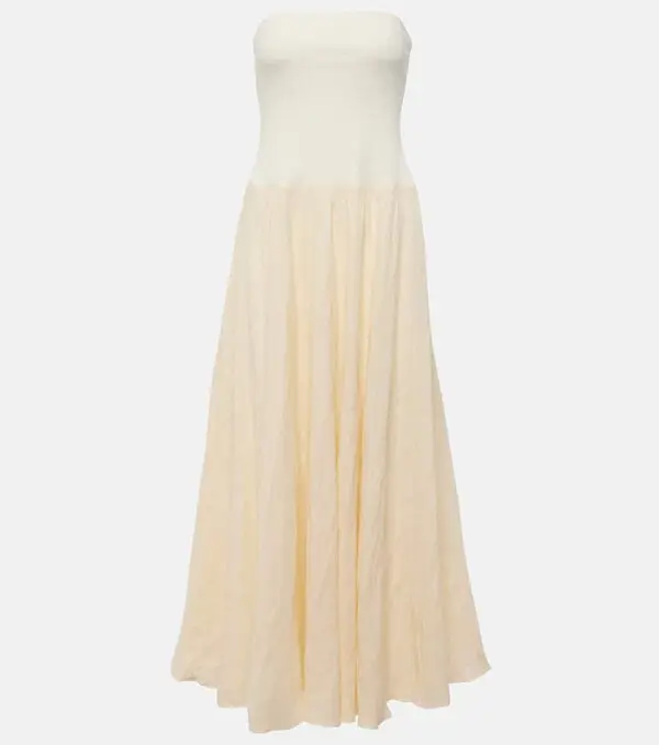 Johanna Ortiz Linen-blend Maxi Dress - White