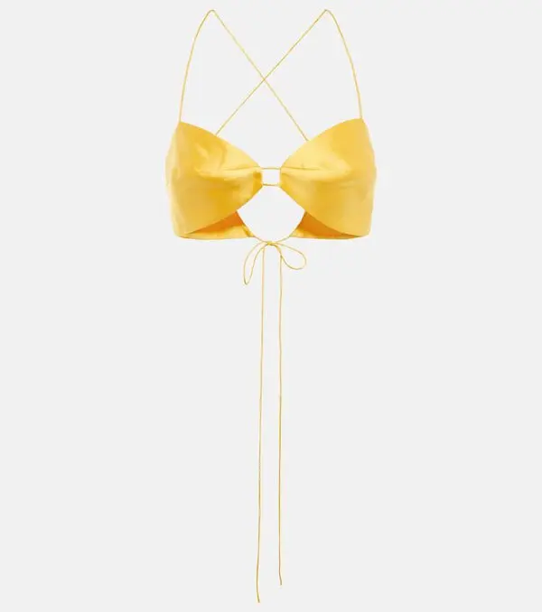 THE SEI Silk Satin Bra Top - Yellow