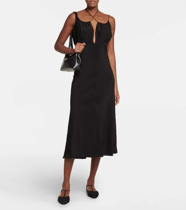 TOTEME Halterneck Silk Maxi Dress - Black