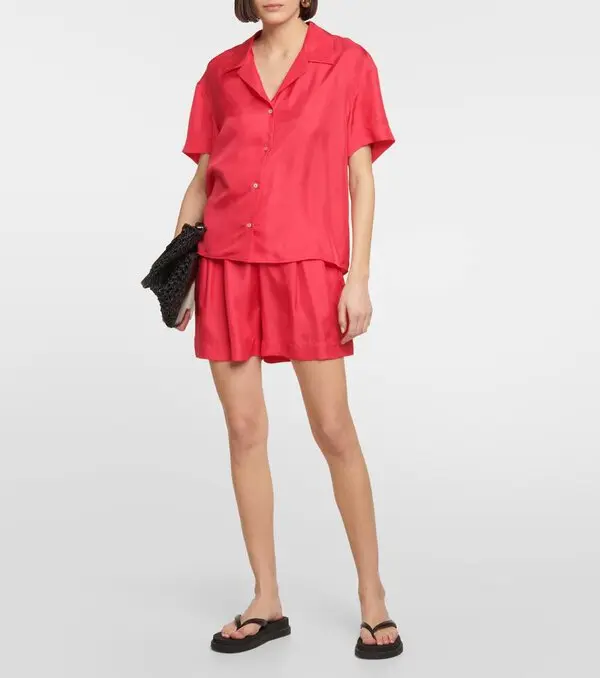 Asceno Zurich Silk Twill Shorts - Pink
