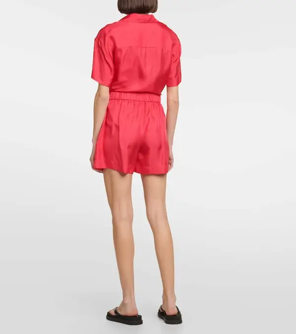 Asceno Zurich Silk Twill Shorts - Pink