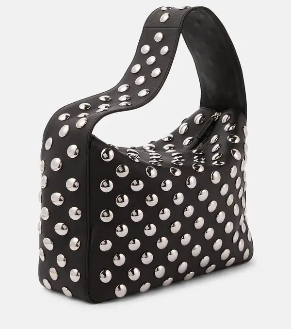 Khaite Medium Elena Studded Leather Shoulder Bag - Black