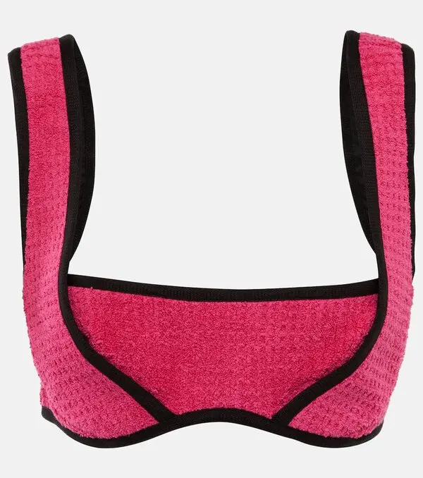 MARINE SERRE Jacquard Cotton Bra Top - Pink
