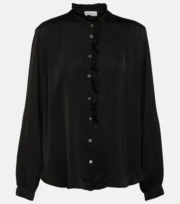 Velvet By Graham & Spencer Ruffled Satin Blouse