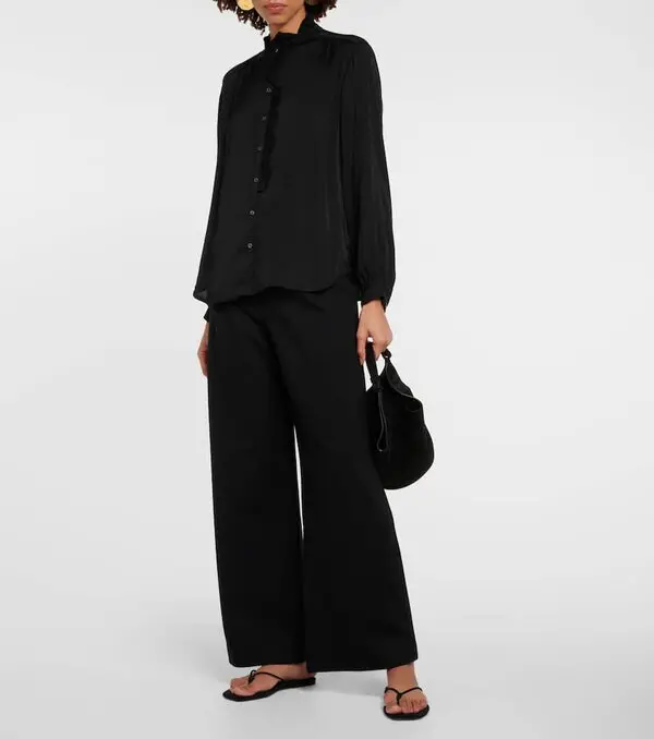 Velvet By Graham & Spencer Ruffled Satin Blouse