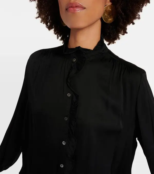 Velvet By Graham & Spencer Ruffled Satin Blouse