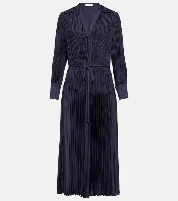 Vince Pleated Midi Shirtdress - Blue