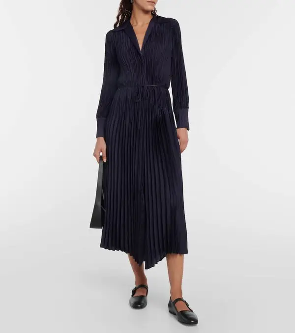 Vince Pleated Midi Shirtdress
