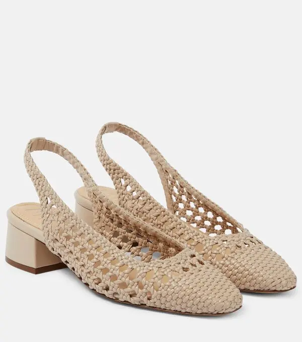 SOULIERS MARTINEZ Nova Tarragona Leather Slingback Pumps - Beige