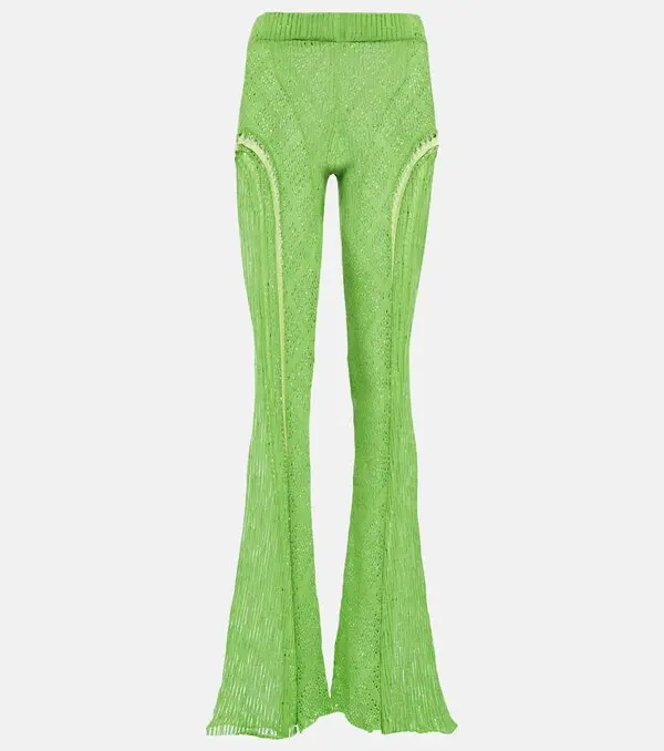 ROBERTA EINER Disco High-rise Flared Cotton Pants - Green