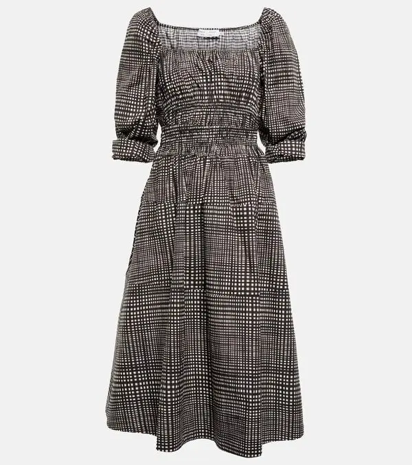 Proenza Schouler White Label Checked Cotton Poplin Midi Dress