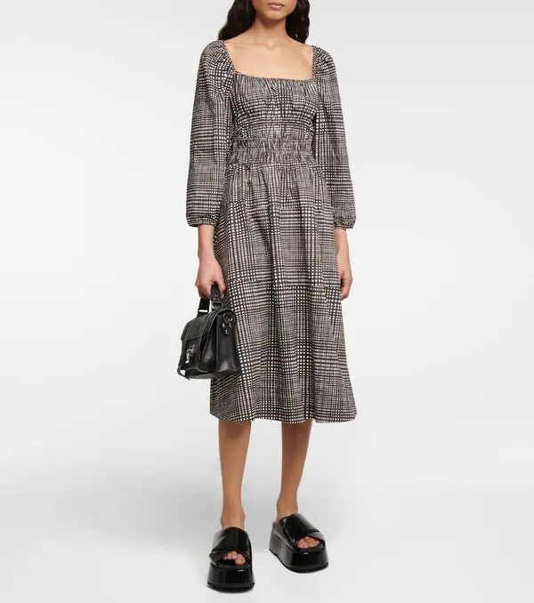 Proenza Schouler White Label Checked Cotton Poplin Midi Dress