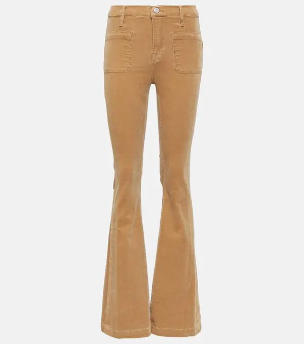 FRAME Le Bardot Corduroy Flared Pants - Beige