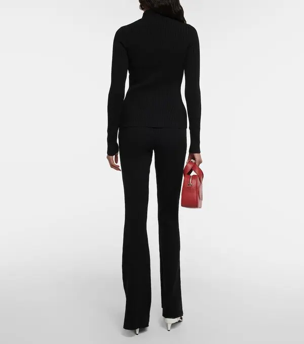 COURREGES Logo Ribbed-knit Turtleneck Sweater